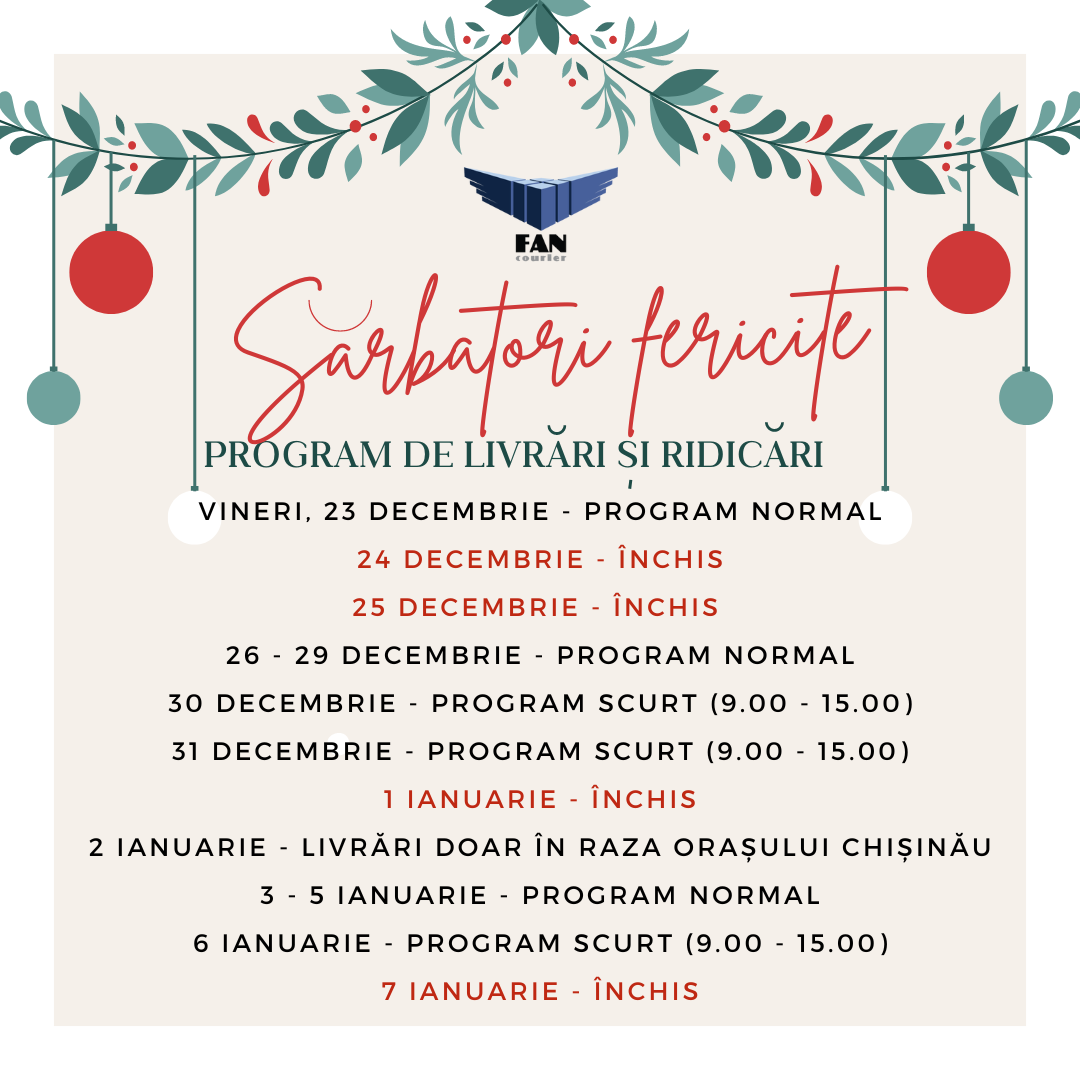 În perioada Sărbătorilor de Iarna lucrăm după un program special! - FAN ...